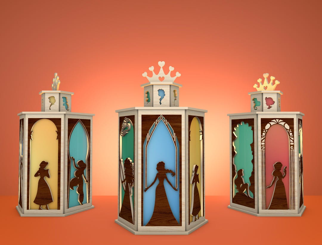 Cartoon Princess Lampcandle Laser Cut File Svg, Princess Lantern Svg ...