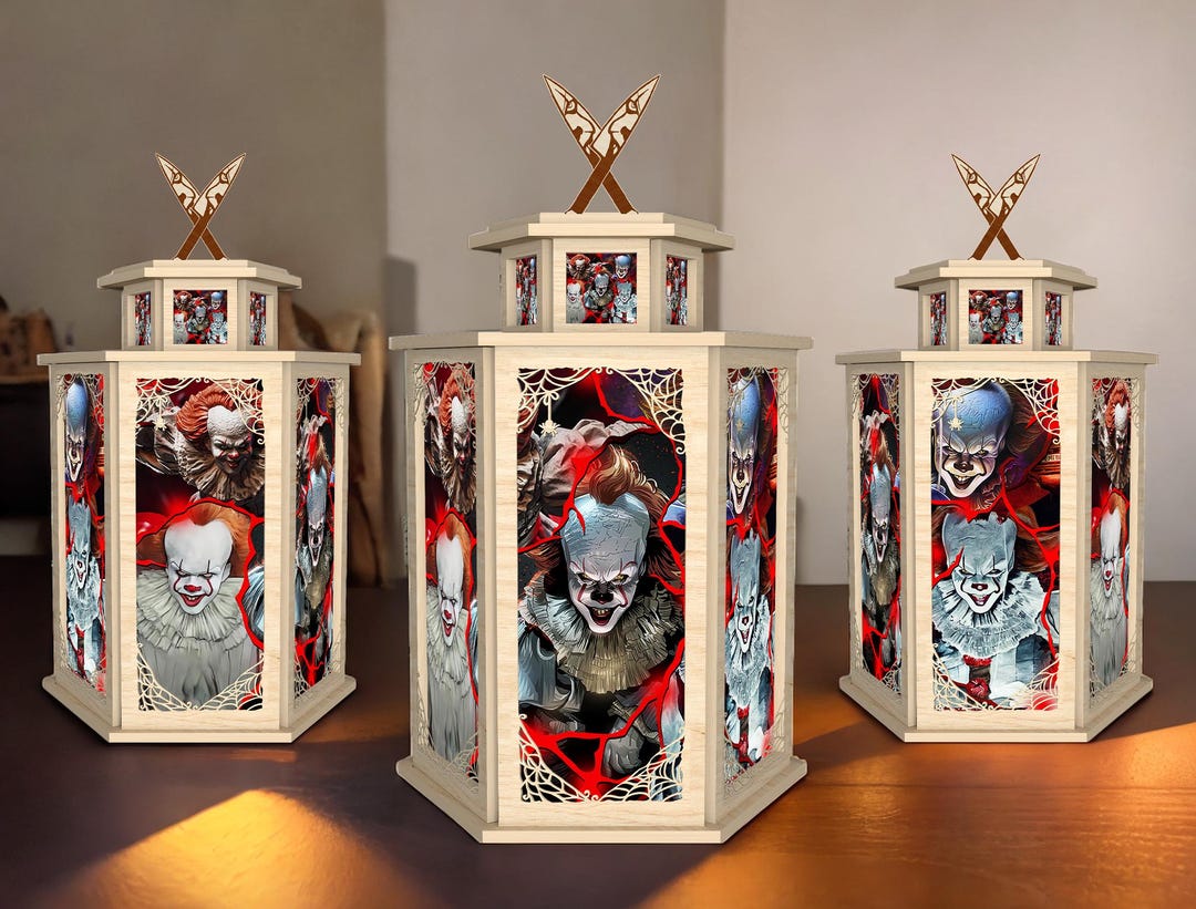 Evil Clown Horror Lantern , Red Eye Grin Halloween Decor ...