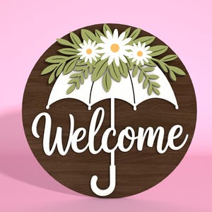 Spring Welcome Sign Bundle, Round Door Hanger SVG, Glowforge (digital ...
