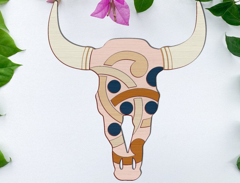 Geometric Bull Skull Sign SVG Bull Skull Wood Sign Svg - Etsy