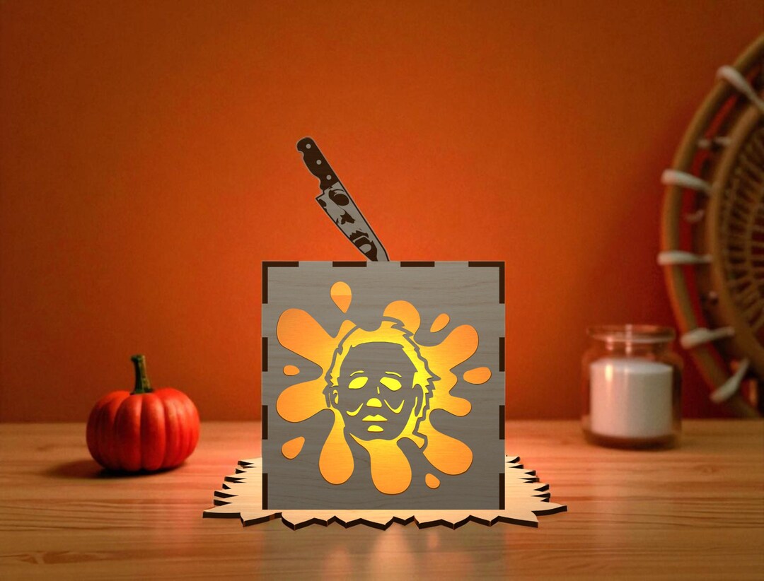 DIY Halloween Mask Lantern | Horror Splash Knife Light Box | Creepy ...