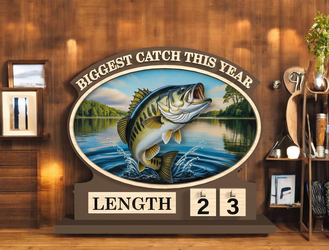 Biggest Catch This Year Tracker Sign – Fishing Length Record Board ...