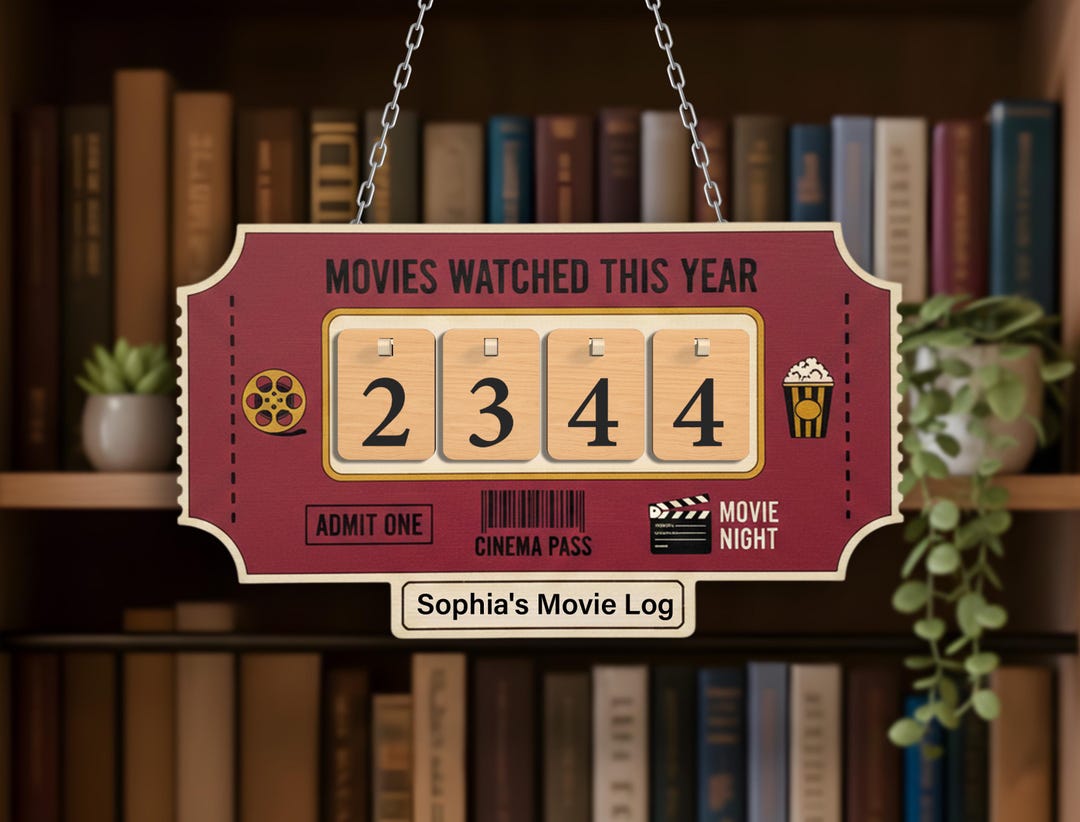 Movies Watched This Year Sign, Movie Tracker Counter, Personalized ...