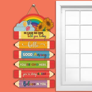 Rainbow Pencil Welcome Sign – Positive Classroom Decor - Etsy
