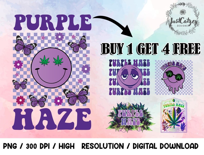 Purple Haze PNG Smile Face PNG T-shirt Design PNG Hippie - Etsy