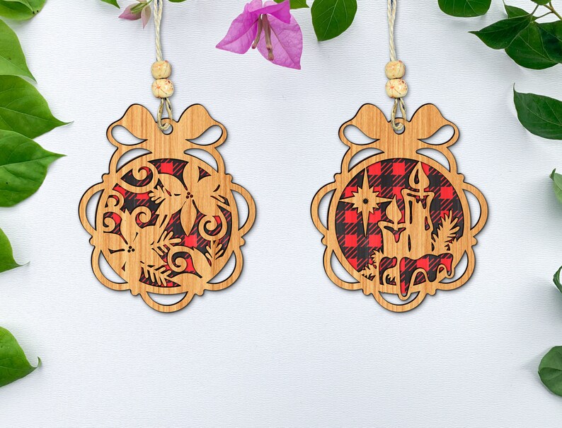 Christmas Ornaments SVG Bundle, Buffalo Plaid Laser Cut Files (digital ...