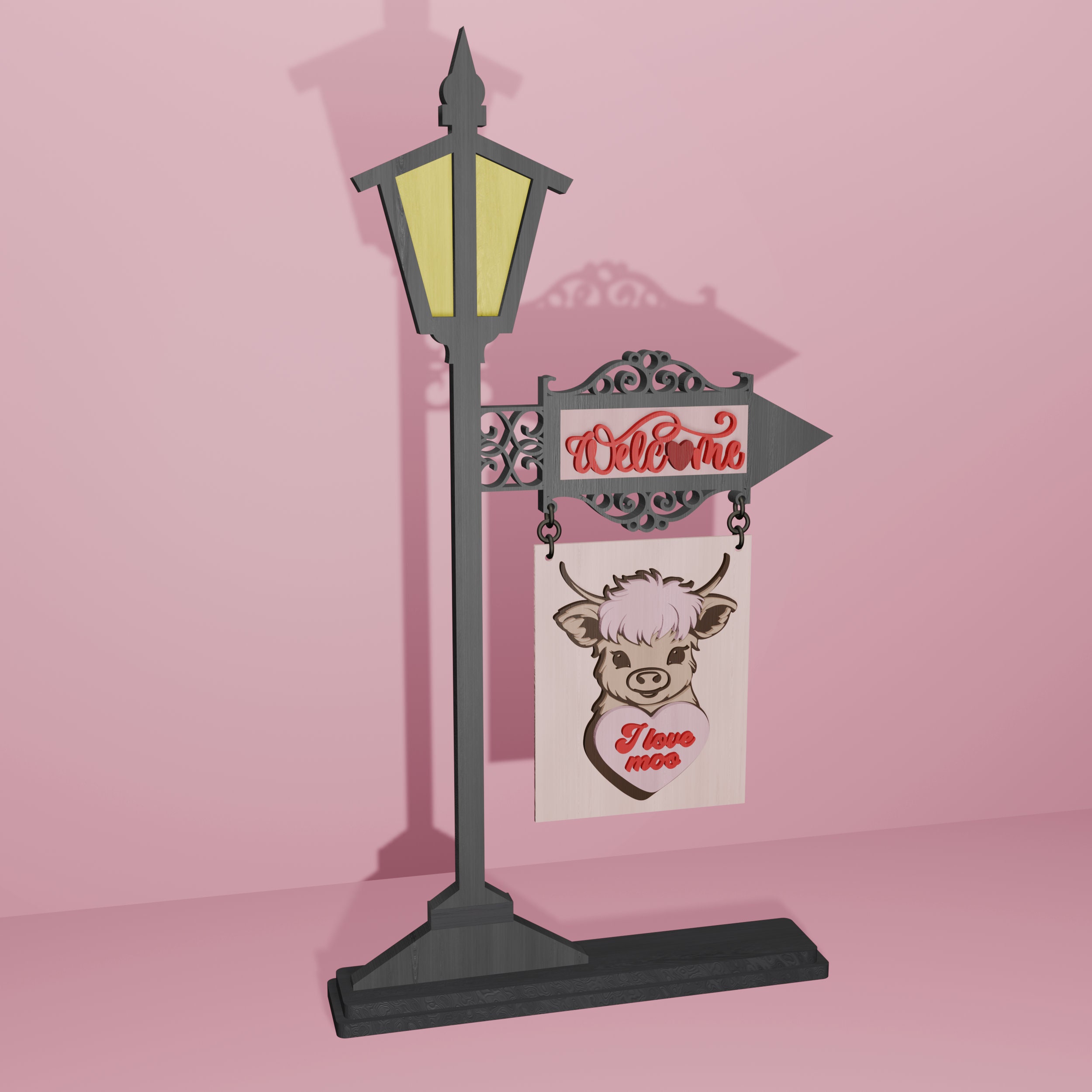 Cute Cow Valentine Day Interchangeable Post Sign Svg,valentine Porch ...