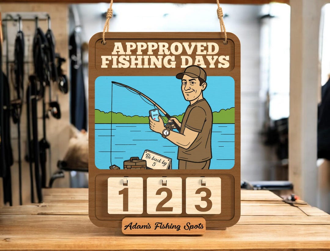 Approved Fishing Days Tracker Sign – Personalized Wooden Gift for ...