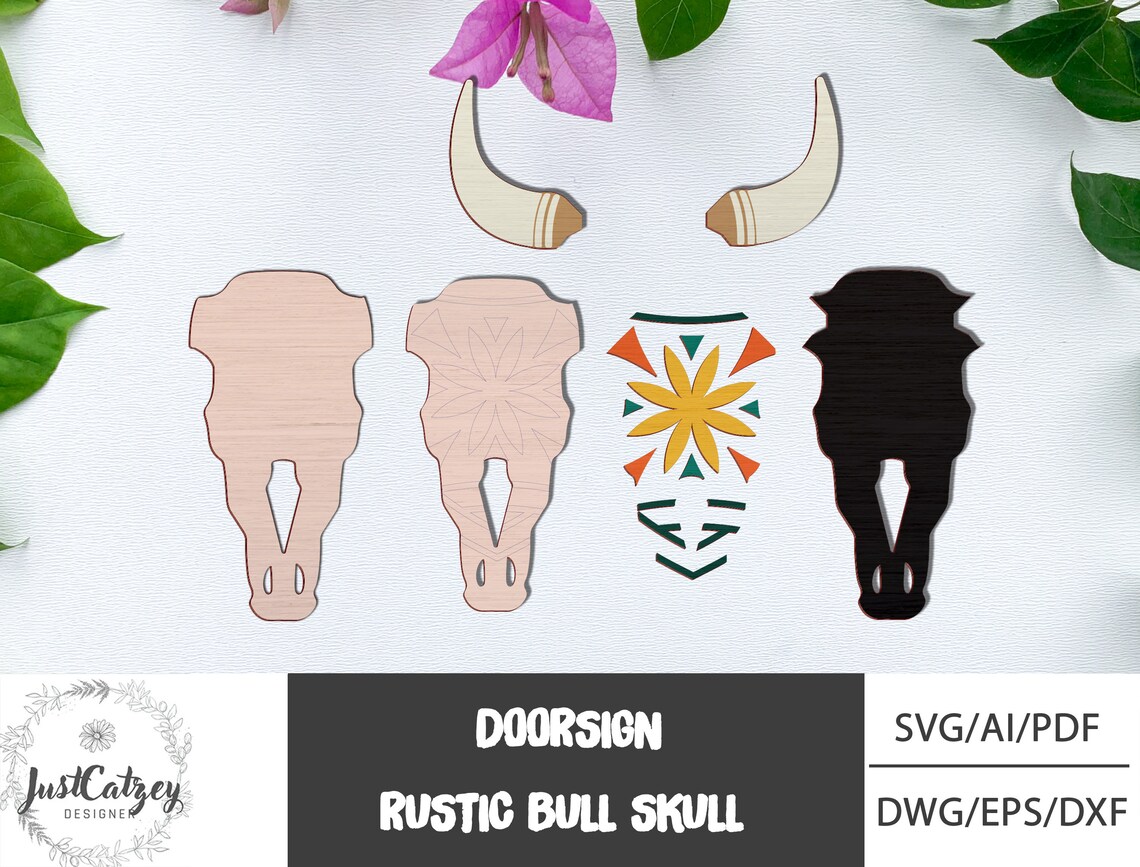 Geometric Bull Skull Sign SVG Bull Skull Wood Sign Svg - Etsy