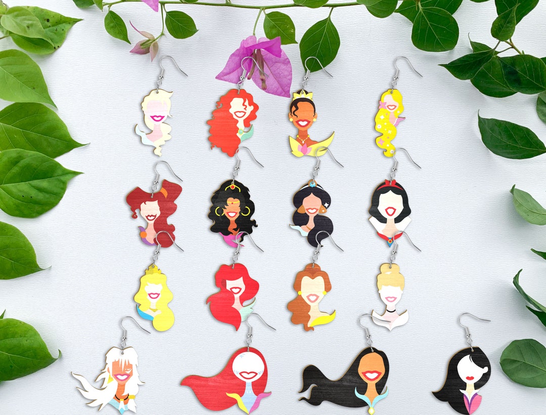 Princess Head Earrings SVG Bundle Princess Earring Svg - Etsy