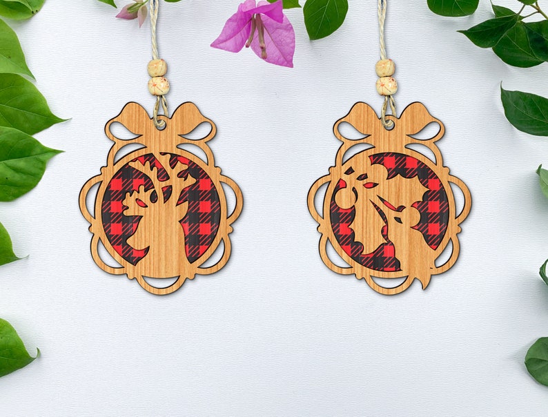 Christmas Ornaments SVG Bundle, Buffalo Plaid Laser Cut Files (digital ...