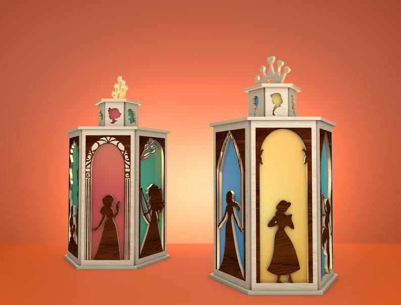 Princess Lantern SVG, Laser Cut File, Night Light Candle Holder ...