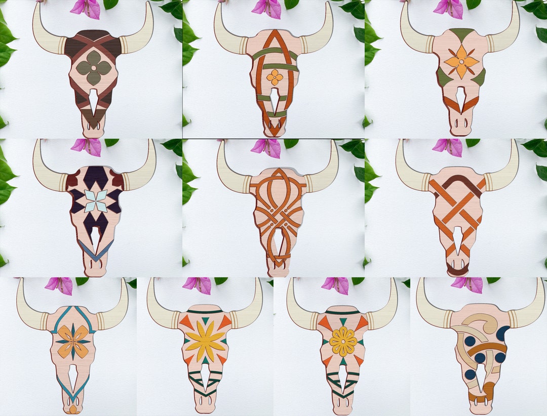 Geometric Bull Skull Sign SVG, Bull Skull Wood Sign Svg, Geometric Svg ...