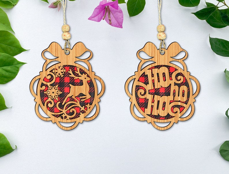 Christmas Ornaments SVG Bundle, Buffalo Plaid Laser Cut Files (digital ...