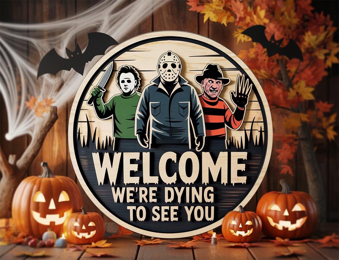 Horror Characters Welcome Sign | Creepy Halloween Porch Decor - Etsy