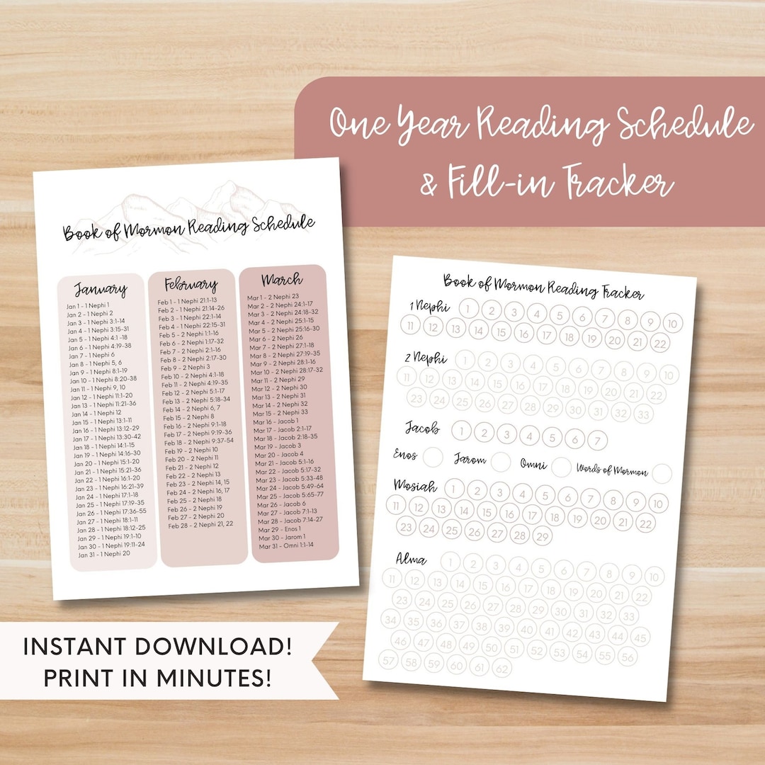 Book of Mormon Reading Chart, 1 Year Book of Mormon Challenge, Book of ...