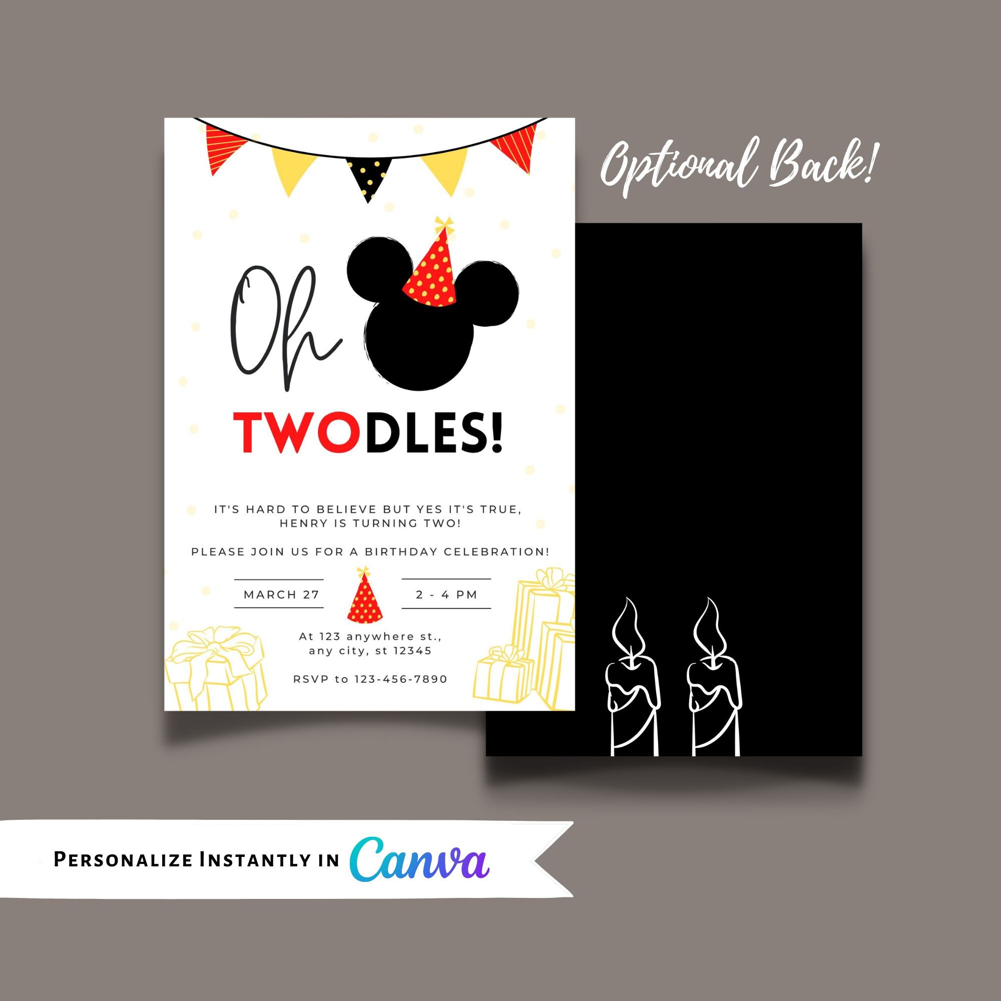 Mickey Mouse Invitation Mickey Mouse 2nd Birthday Invitation - Etsy UK