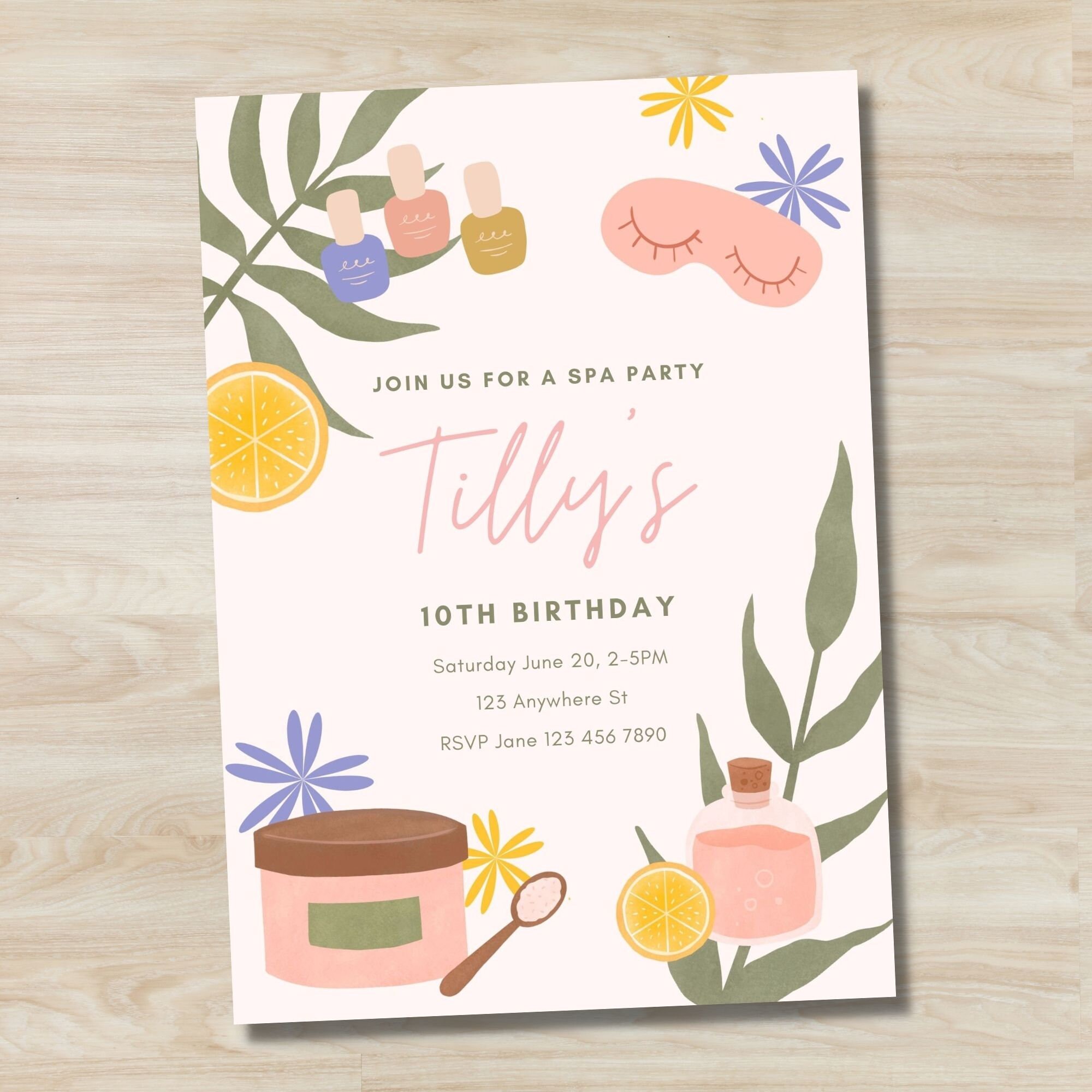 Spa Birthday Party Invitation, Spa Party Invitation, Salon Party, Glam ...