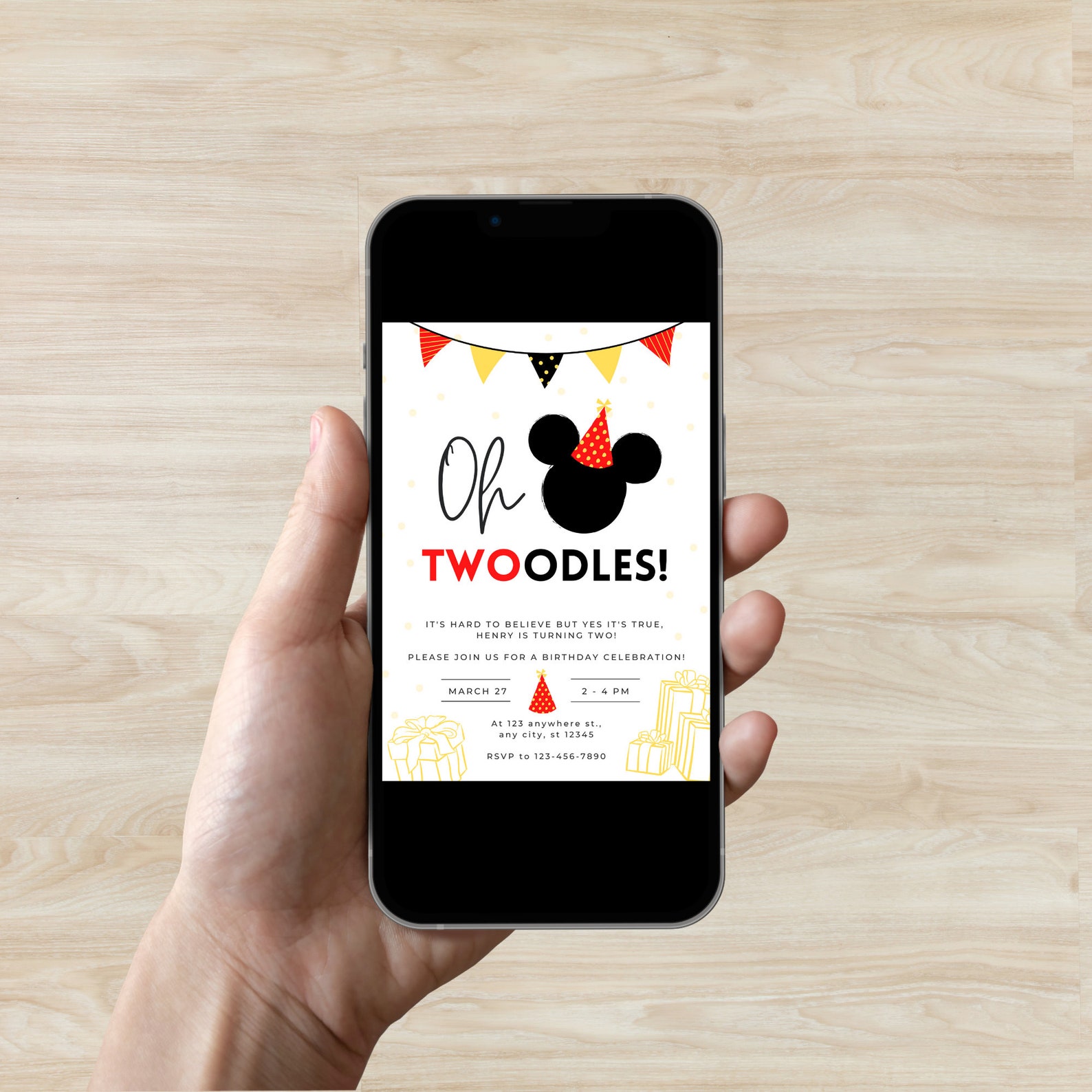 Mickey Mouse Invitation, Mickey Mouse 2nd Birthday Invitation Printable ...