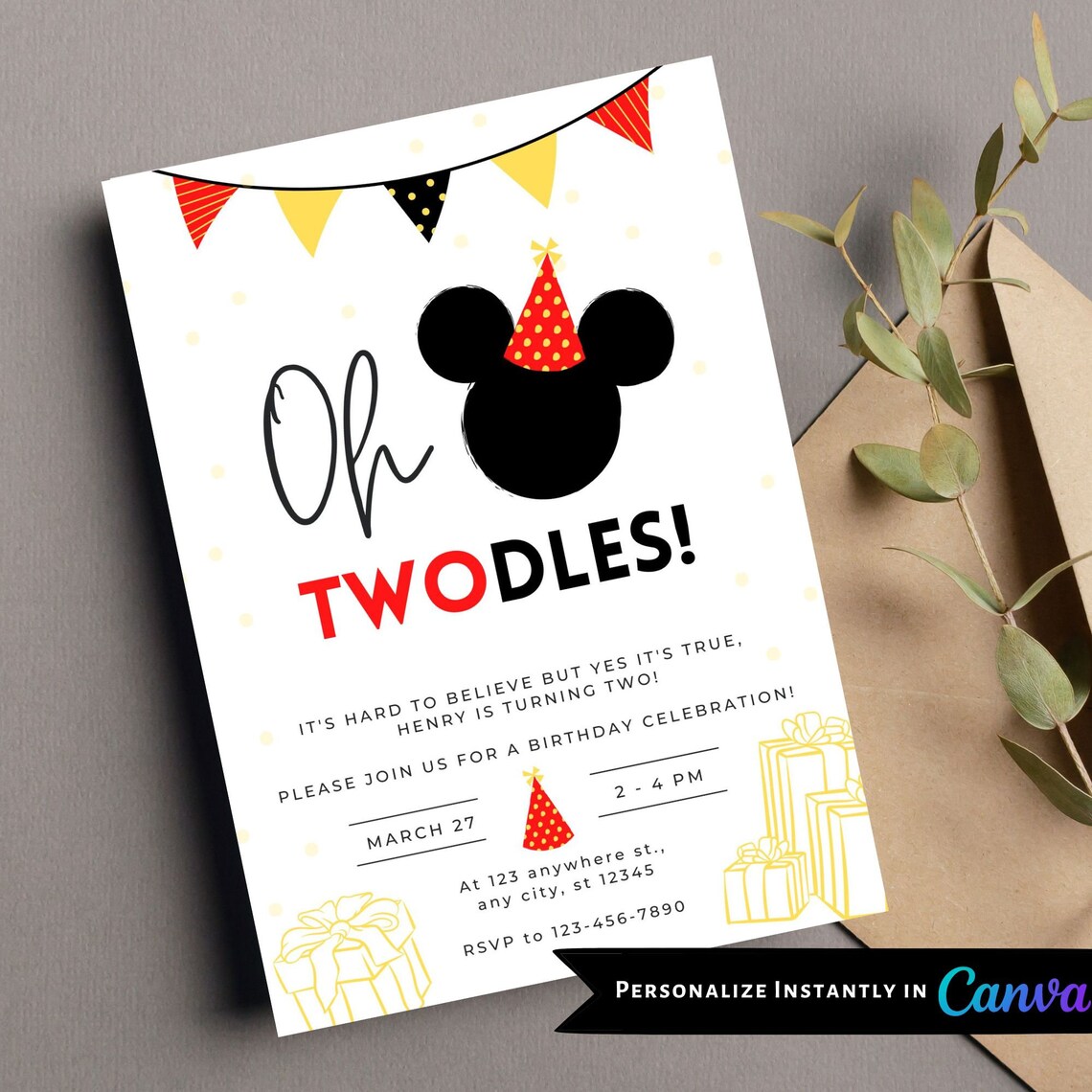 Mickey Mouse Invitation Mickey Mouse 2nd Birthday Invitation - Etsy