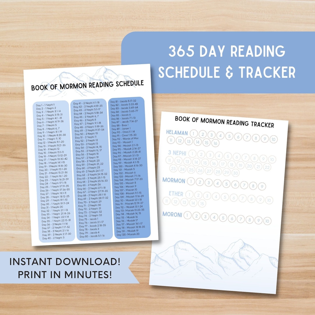 Book of Mormon Reading Chart, 365 Day Book of Mormon Challenge, Book of ...