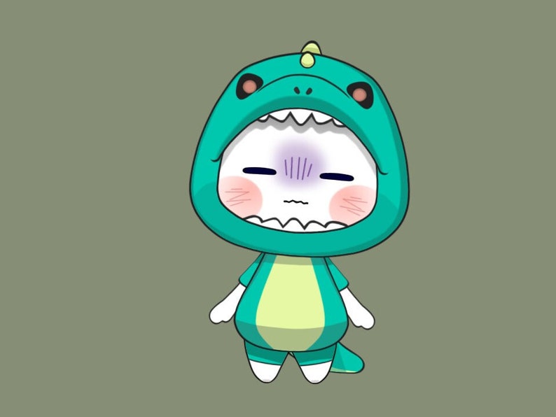 Chibi Mascot Dino Vtuber Fully Rigged Live2d Model - Etsy