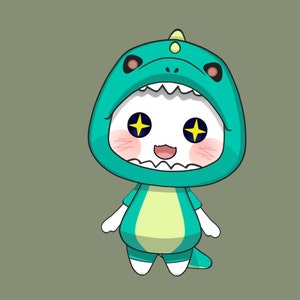 Chibi Mascot Dino Vtuber Fully Rigged Live2d Model - Etsy