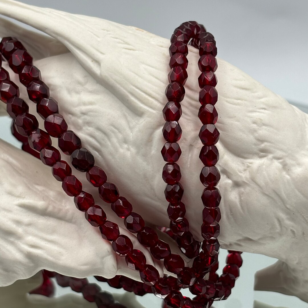 Amazing Old Czech Double Strand Ruby Crystal Necklace - Etsy