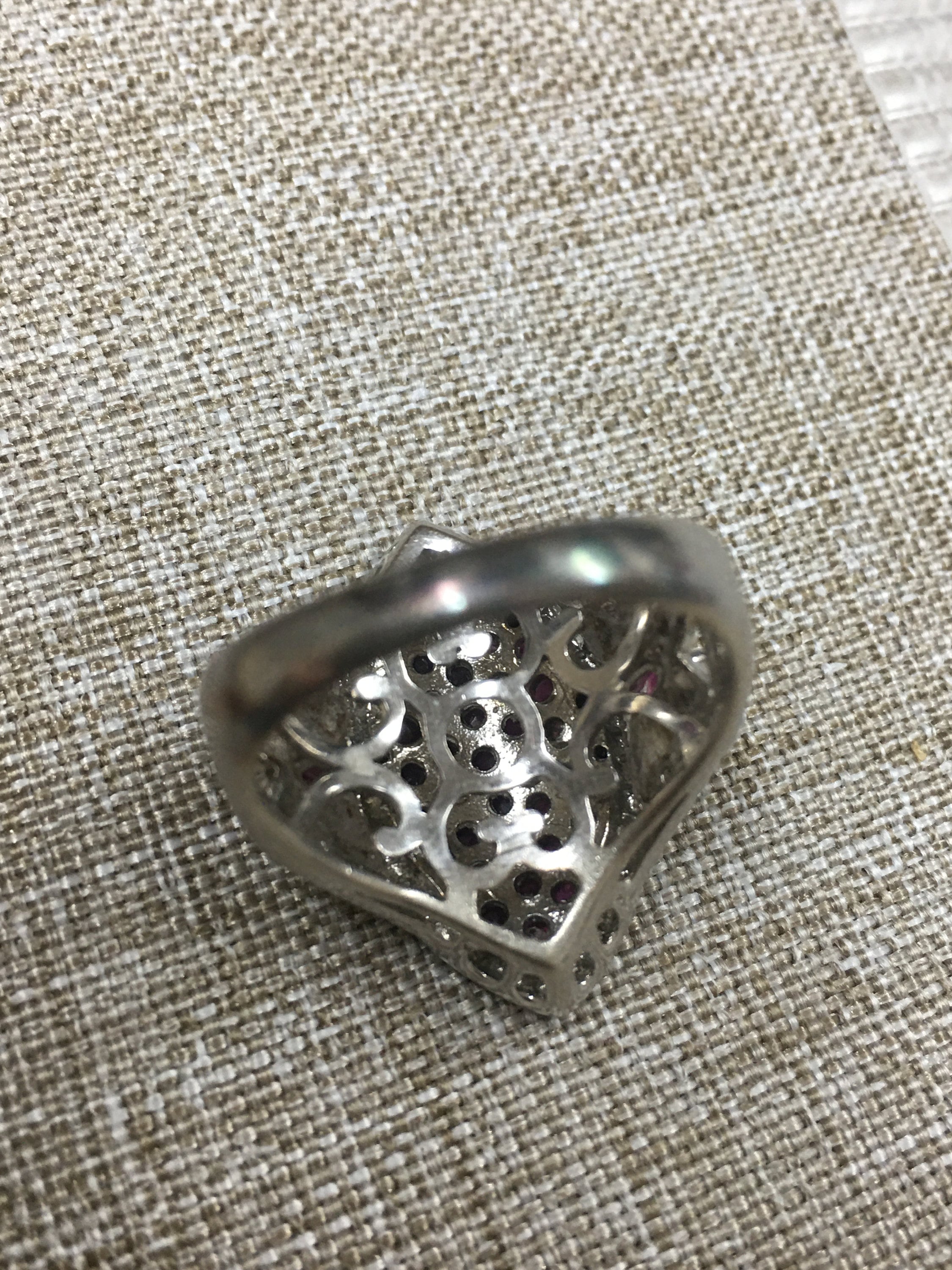 Vintage Sterling 925 STS Chuck Clemency Rubi Pave Gemstone Cocktail ...