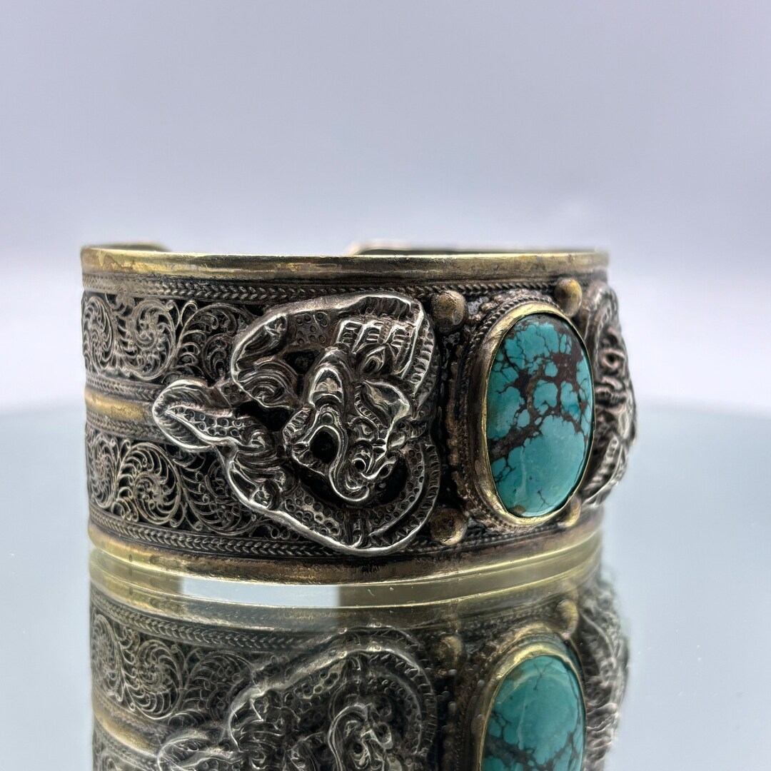 Antique Art Deco Chinese Filigree Bangle Bracelet. Sterling Silver ...