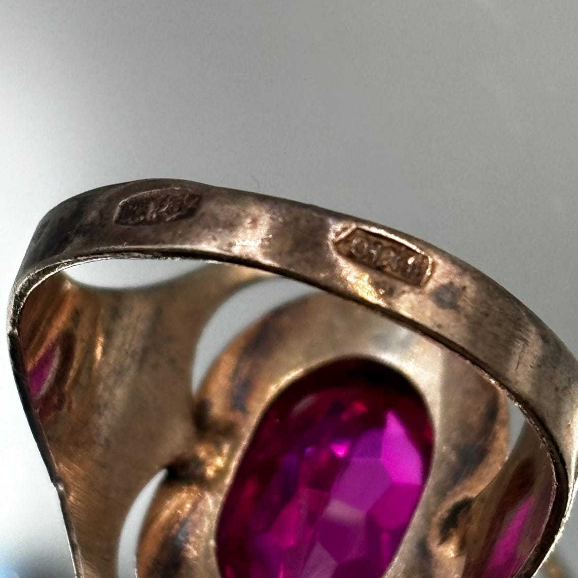 Vintage Soviet Silver Ring 875, Gold Plated Sterling Silver Ring, Ring ...