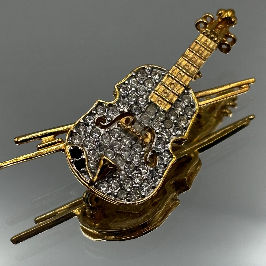 Vintage Butler Violin Pin With Rhinestones - Etsy