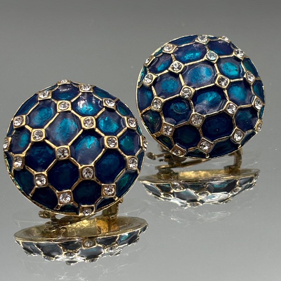 Spectacular Vintage Butler Clip-on Earrings /turquoise Enamel ...