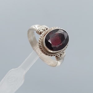 Simple Silver 925 Garnet Ring - Etsy