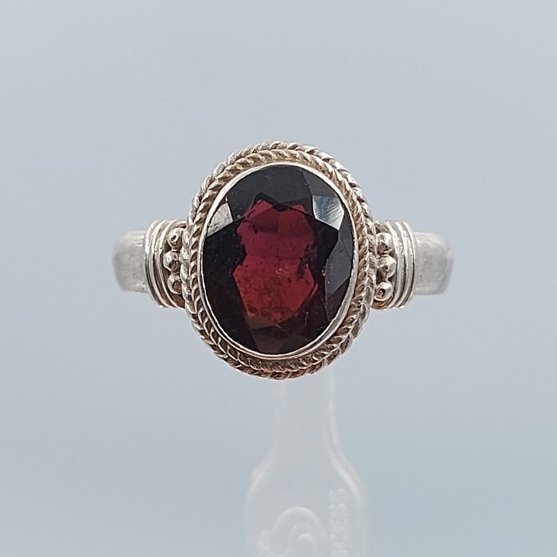 Simple Silver 925 Garnet Ring - Etsy