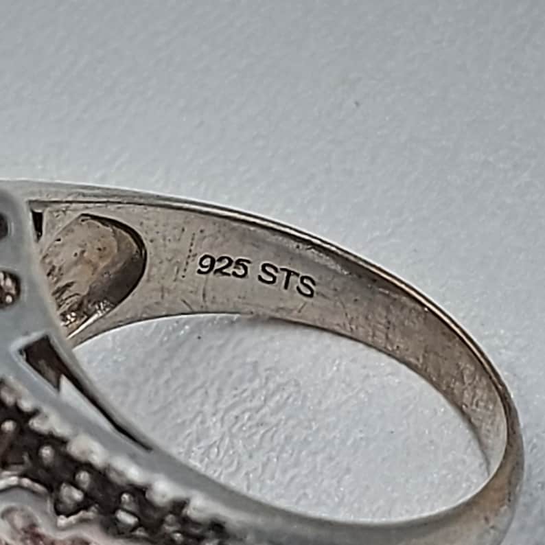 Vintage Sterling 925 STS Chuck Clemency Rubi Pave Gemstone Cocktail ...