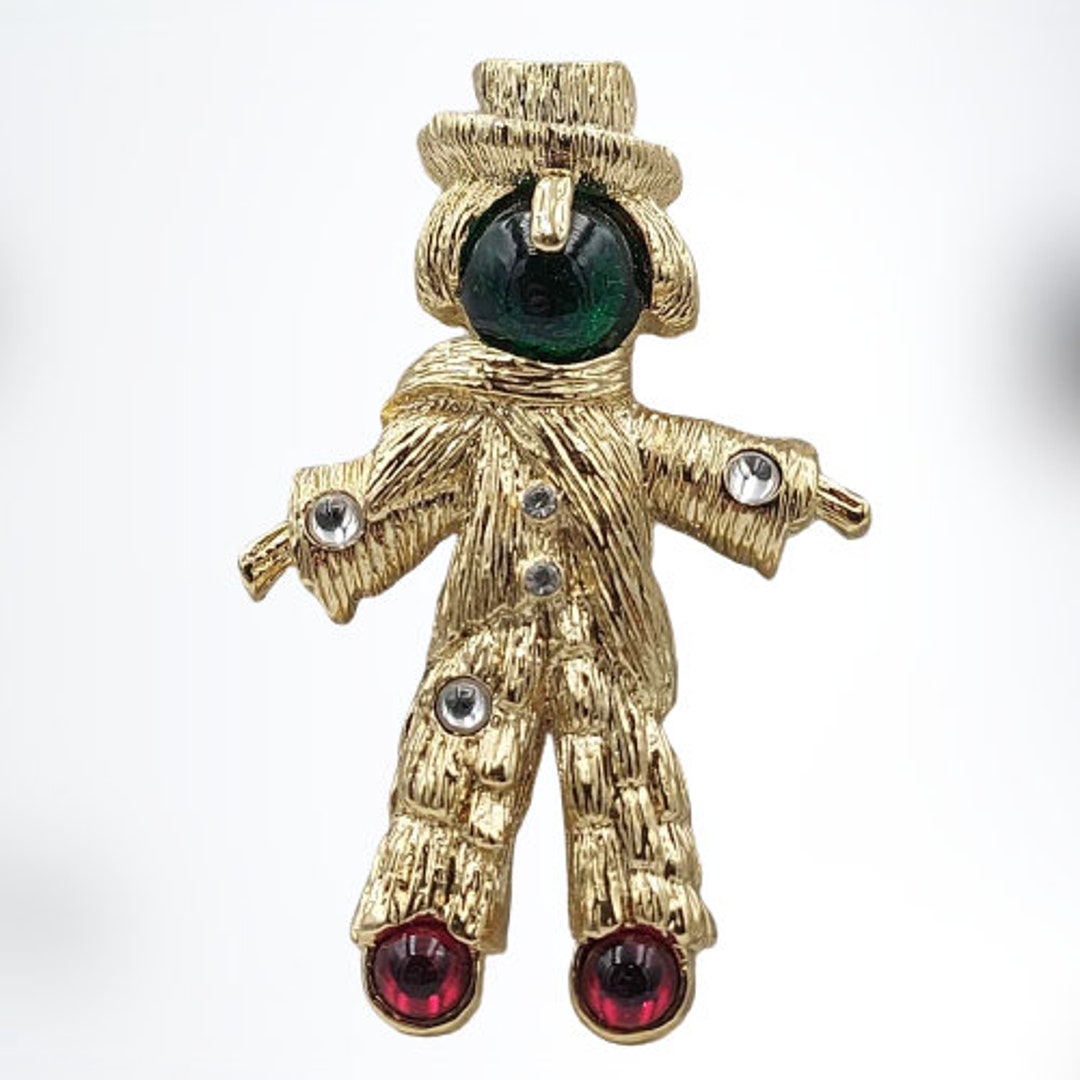 Vintage Gold Tone Ciro Scarecrow Rhinestone Brooch - Etsy