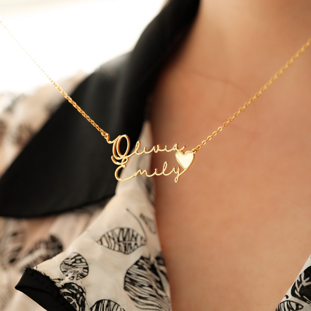 Custom Two Name Necklace,gold Couple Name Necklace,kids and Mom ...
