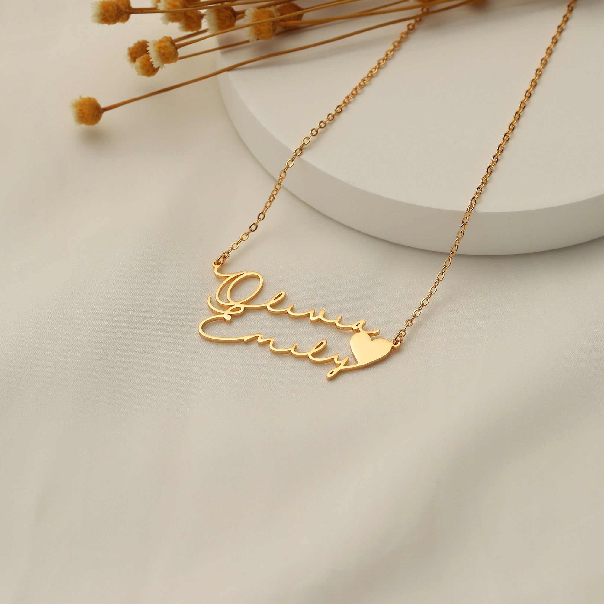 Custom Two Name Necklacegold Couple Name Necklacekids and - Etsy