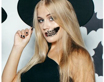 Temporary Halloween Face Tattoo - Etsy