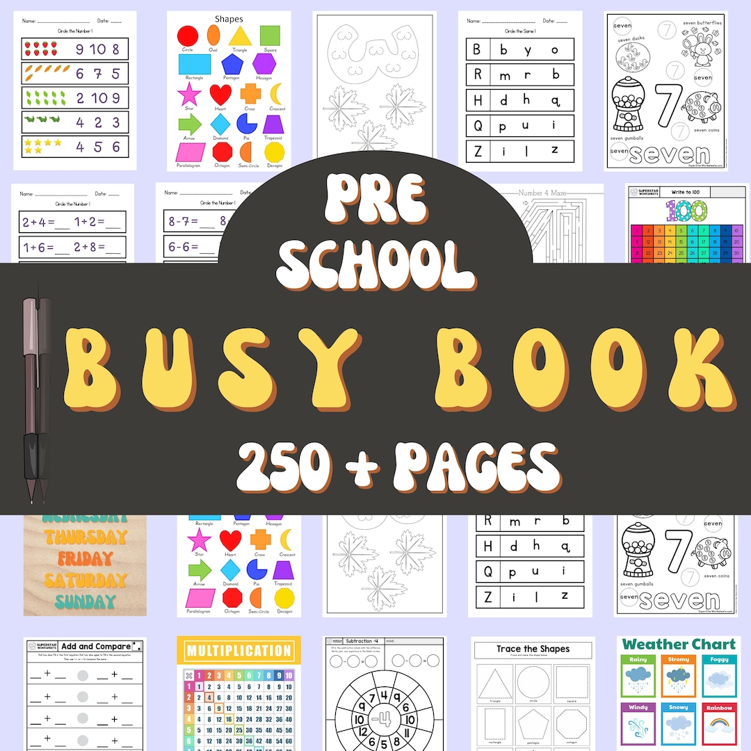 Printable Busy Book for Preschool, Homeschool Worksheet Addition ...