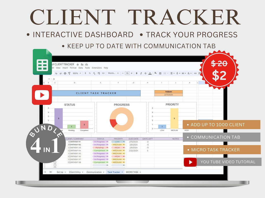 Client Tracker Template: CRM for Small Business (google Sheets & Excel ...