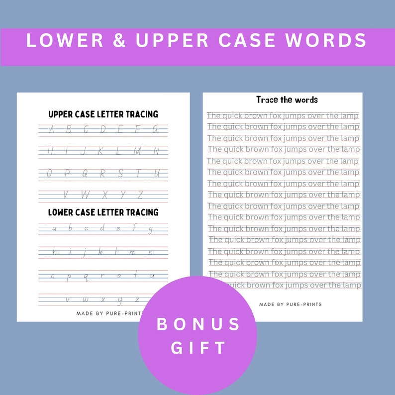 English Handwriting Practice: ABC Letter Tracing Workbook (PDF) - Etsy