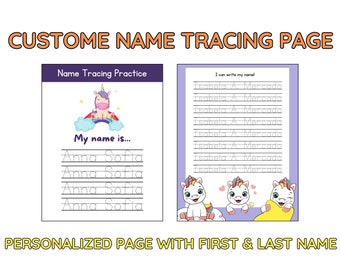 Custom Name Tracing Sheet Handwriting Practice Cute Sunshine ...