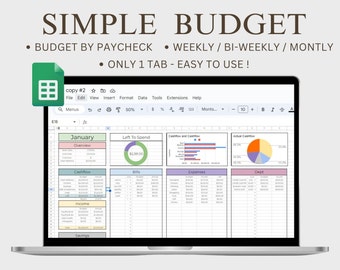 Simple Budget Planner Google Sheets, Monthly Budget Spreadsheet ...