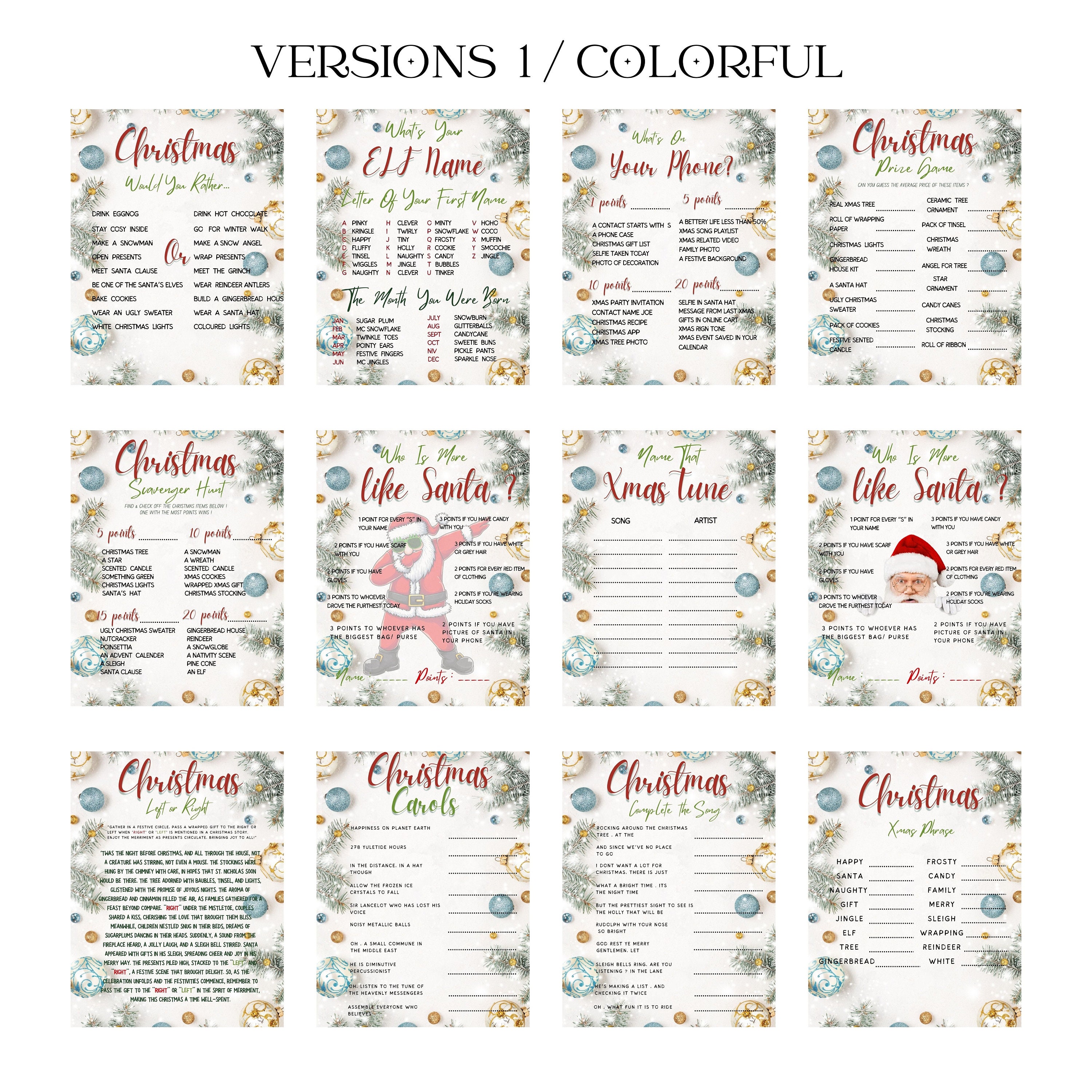 Printable Christmas Game Bundle Christmas Party Games Christmas Games ...