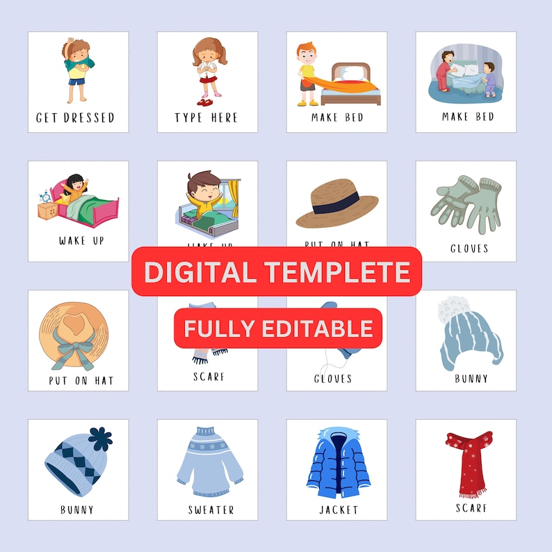 Routine Flash Cards & Charts for Kids Printable, Editable Daily Kids ...