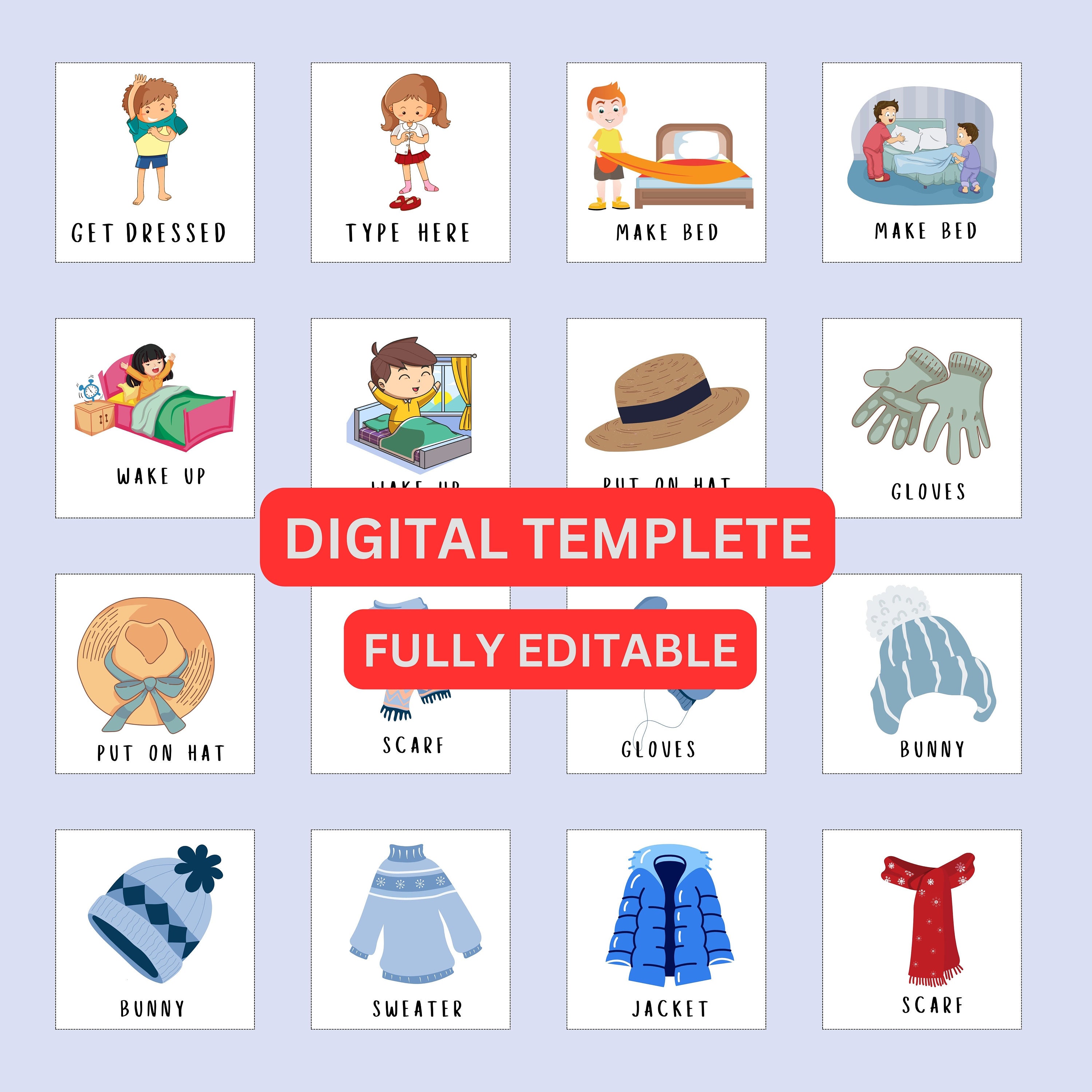 Routine Flash Cards & Charts for Kids Printable, Editable Daily Kids ...