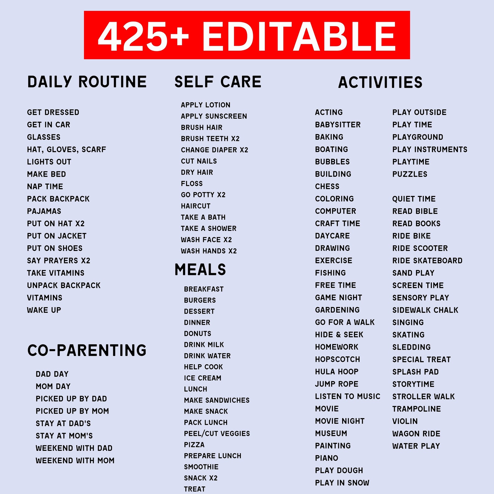 Routine Flash Cards & Charts for Kids Printable, Editable Daily Kids ...