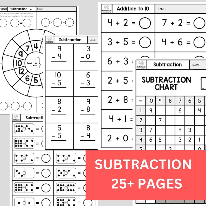 Addition Subtraction Printable Worksheet Preschool Math - Etsy